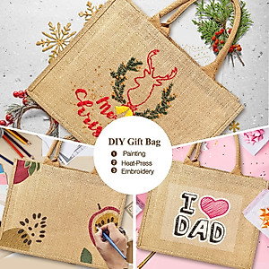 Ndeno Burlap Jute Tote Bags Reusable Cotton Shopping Grocery Bag with Handles, Laminated Interior, bridesmaid tote bags (1pcs, 15.4 x11.8 x5.9 inch)