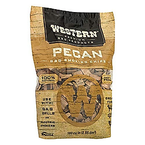 Western BBQ 78076 180 cu in. Premium Pecan Wood BBQ Charcoal Propane Grill/Smoker Cooking Chips (6 Pack)