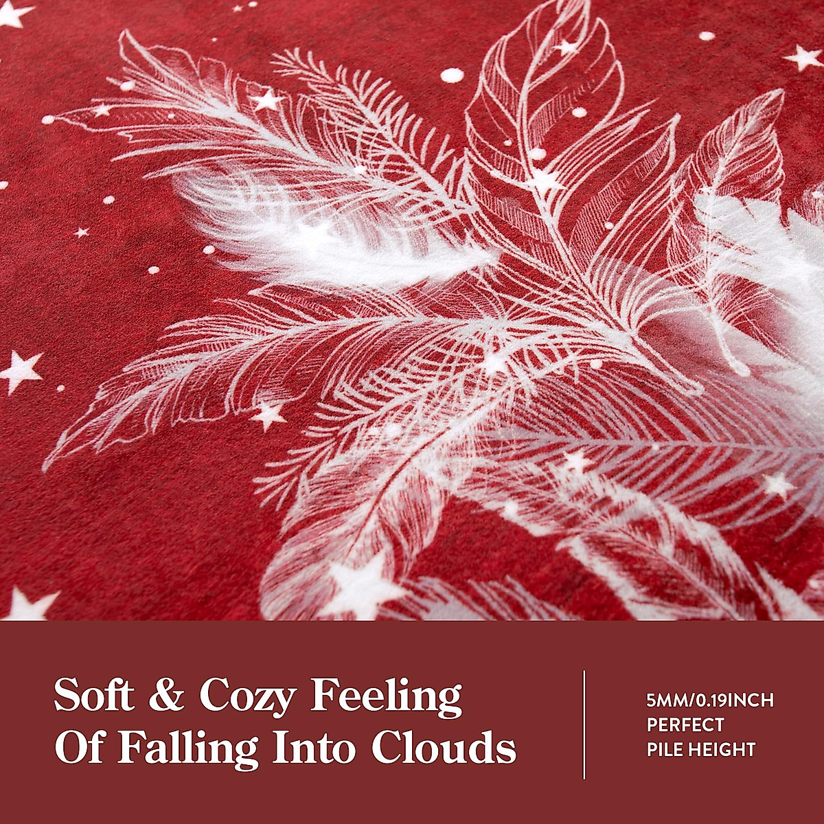 Lahome Christmas Runner Rugs 2x8 Non-Slip Hallway Runner, Washable Christmas Rug Stain Resistant Red Kitchen Runner Rug, Christmas Tree Print Holiday Decor Untra-Thin Runner for Bedroom (Red,2'x8')