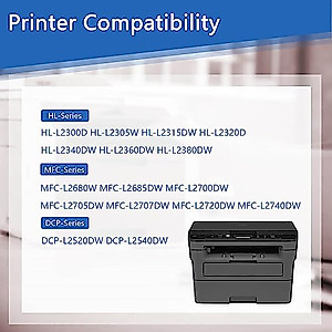 TN660 High Yield Toner Cartridge Black Compatible 2 Pack Replacement for Brother TN 660 HL-L2300D HL-L2320D HL-L2380DW MFC-L2700DW MFC-L2707DW MFC-L2740DW DCP-L2540DW Printer Toner