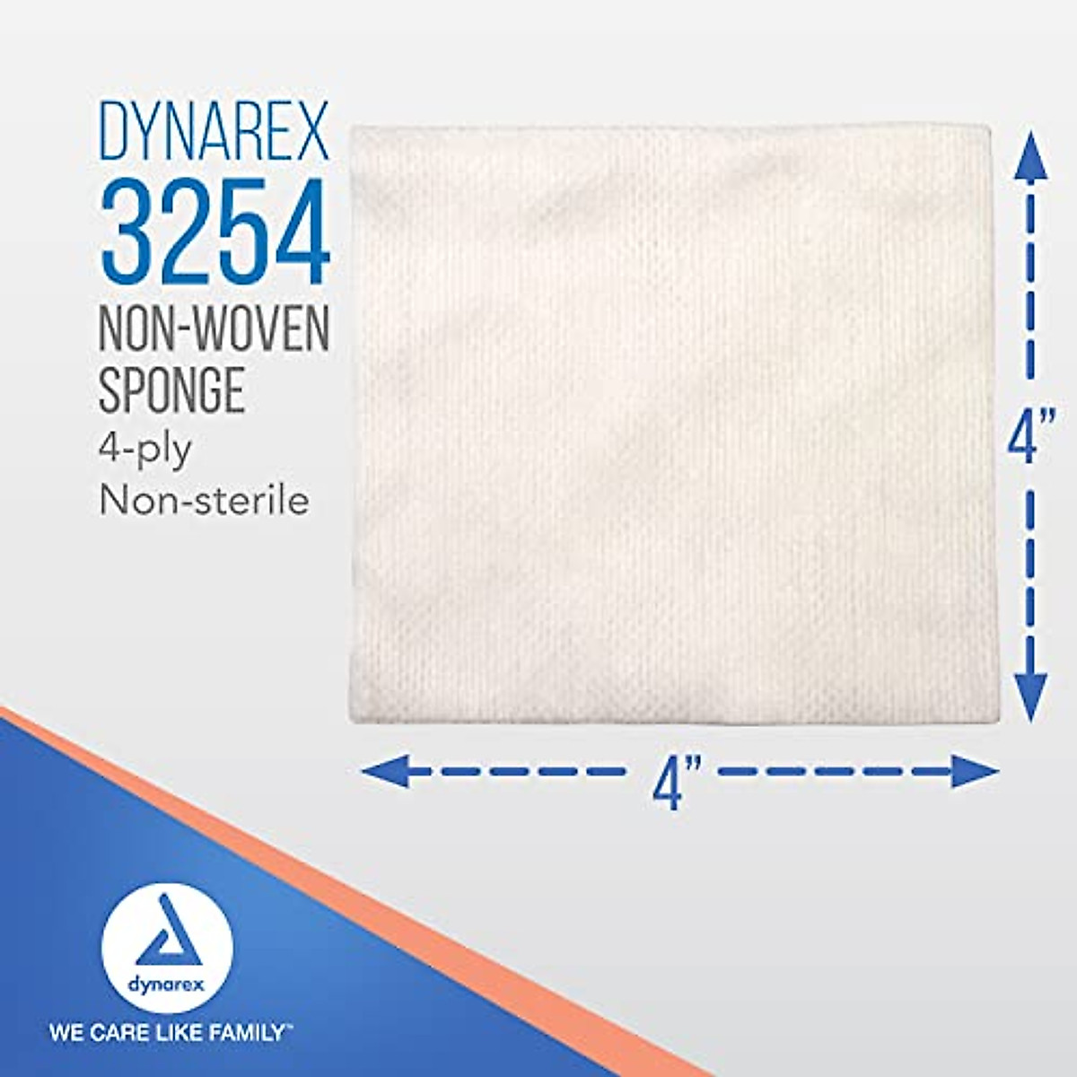Dynarex Non-Woven Sponges, Non-Sterile, Gauze Sponges, Highly-Absorbent and with Less Linting, 4"x 4", 4 Ply, 1 Case of 2000 (10 Boxes of 200)