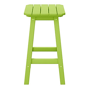 Costaelm 24" Height Outdoor Bar Stools, All-Weather Bar Stools, Adirondack Poly Patio Square Bar Stool for Patio, Deck, Kitchen Counter and Garden, Lime