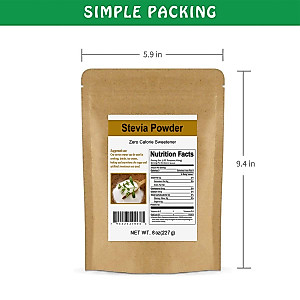 CCnature Stevia Powder Extract Natural Sweetener Zero Calorie Sugar Substitute 8 oz
