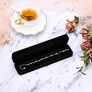 Black Velvet Bracelet Necklace Watch Case Pendant Chain Gift Box for Engagement Christmas Thanksgiving Birthday Gifts (12 Pieces)