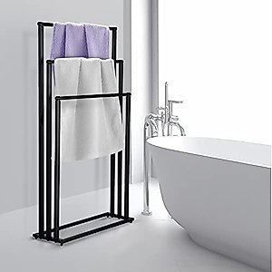 huyear Free Standing Towel Rack for Bathroom Metal Floor Towel Racks for Bathroom Freestanding Towel Stand Suitable for Home Storage Kitchen Pool Accessories 3 Tier
