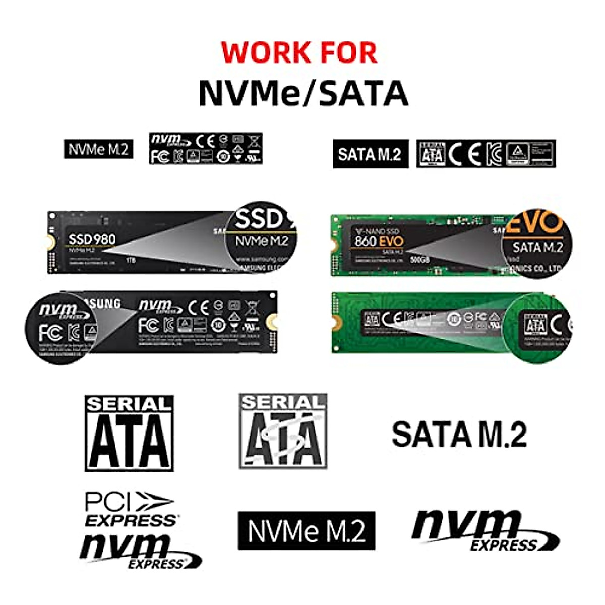NFHK Oculink SFF-8612 8611 to U.2 Kit M-Key to NVME PCIe SSD and NGFF to SATA Adapter for Mainboard