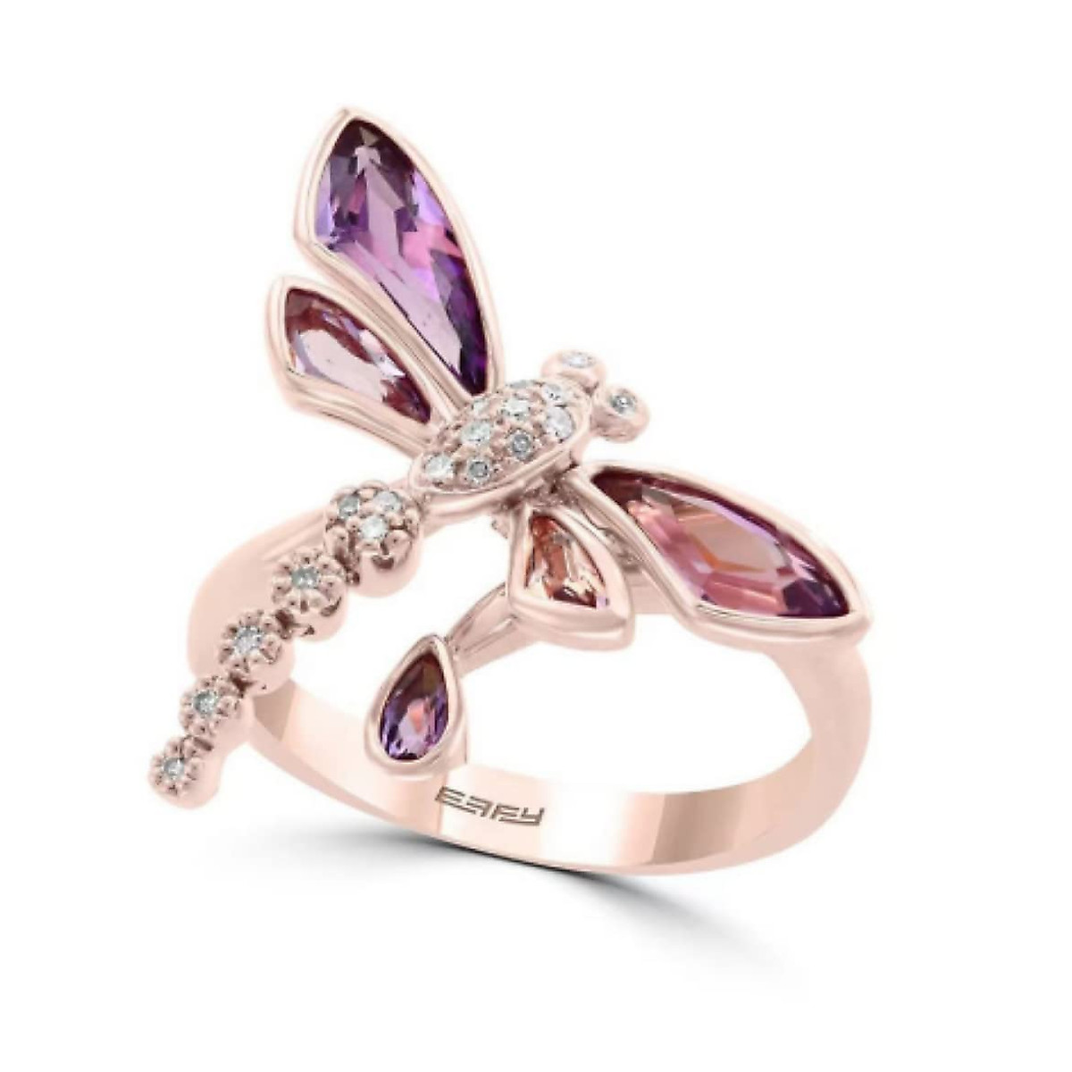 HUKQBUNX 18K Gold creative Dragonfly water drop purple zircon insect ring small crystal Cubic Zircon women's wedding engagement ring size 6-10 (Szie 7), Gold,Silver,Purple