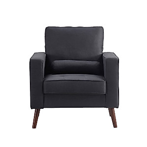 Cinnic Modern Accent Room Sofa Chair, Mid-Century Arm Chair, Linen Fabric Sofa Chairs for Bedroom, Living Room, Reading Single Sofa Chair, Easy, Tool-Free Assembly (Chair, Dark Gray)