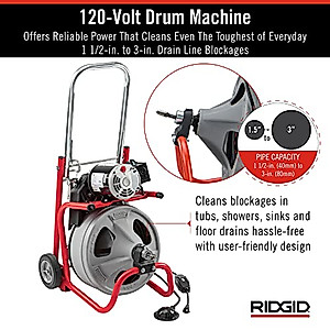 RIDGID 52363 Model K-400 Drain Cleaning 120-Volt Drum Machine Kit with C-32IW 3/8" x 75' Cable