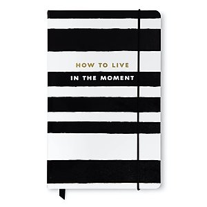 Kate Spade New York Take Note Large Vegan Leather Notebook, Black Striped Bound Journal Includes 168 Pages, Sarah Stripe