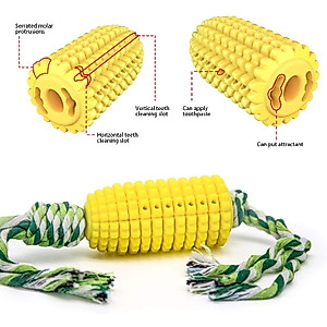 Xemz Dog Toy Corn Molar Stick with Rope, Dog Toothbrush Chew Toys, Pet Teething Cleaning Stick Bite-Resistant Toothbrush Dog Chewing Stick Toy, for Medium Large Dog Cleaning Teeth Dental Care