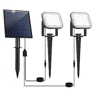 CREPOW Solar Spotlights Outdoor, 20 LED IP65 Waterproof Solar Landscape Spotlights, Dusk-to-Dawn 6000K Daylight Solar Outdoor Lights for Yard Garden Driveway Porch Walkway, 2-in-1