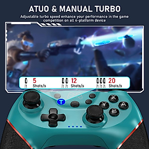 Diswoe Controller for Switch, Wireless Pro Controller for Switch/Switch Lite/Switch OLED, Remote Gamepad with Joystick, Adjustable Turbo Vibration with Programmable Function - Blue