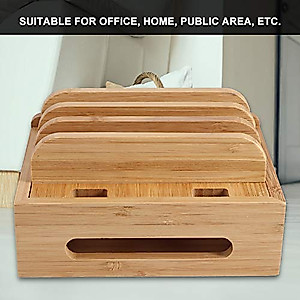 Okuyonic Remote Control Storage Box, Bamboo Storage Box Charging Storage Rack Easy Cleaning Premium Bamboo Material for Home for Storage for Woman