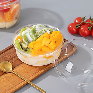 WUWEOT 50 Pack Plastic Dessert Cups, 12 oz Clear PET Dessert Bowls, Disposable Parfait Cups with Lid (No Hole) for Ice Cream Fruit Iced Cold Drinks Dessert Yogurt Cereal Parfait Puddings Mousse