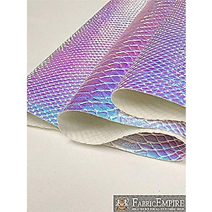 Fabric Empire Vinyl Upholstery Embossed Snake Holographic Glossy Fabric Light Blue 54" Wide Sold by The Yard
