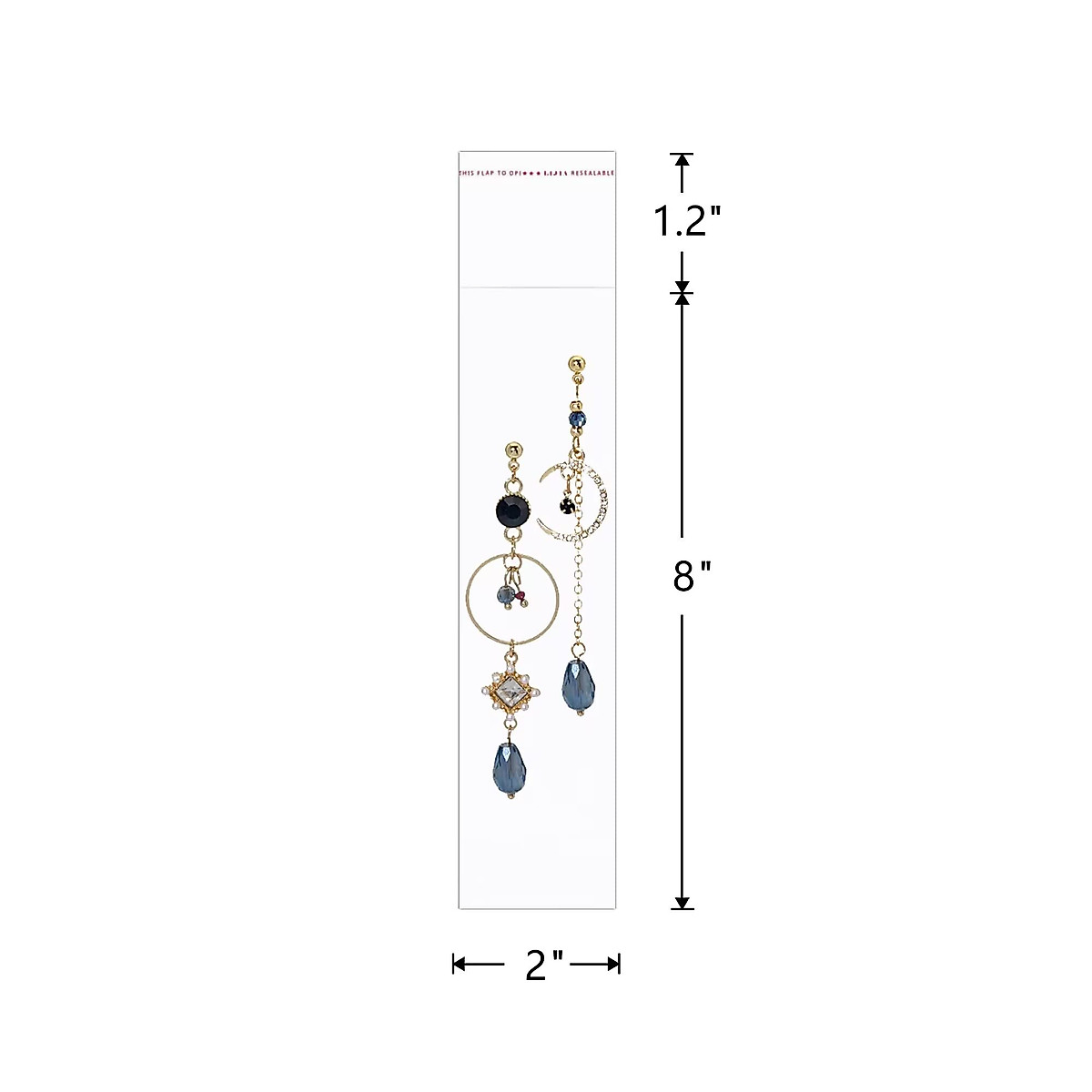 2" x 8" Cello Bags 100pcs Long Resealable Cellophane Bags OPP Self Adhesive Bags 1 Mil for Pretzel Bakery Cookies Candies Jewelry Crafts Candles Party (5 Sizes to Choose from)