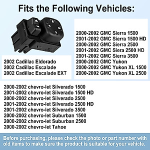 Power Mirror Switch Fit for 1999 2000 2001 2002 Silverado 2000-2002 GMC Sierra 2000 2001 2002 Ta-Hoe Replaces 901124 15045085 19259975