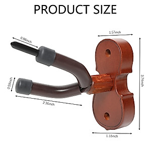 DODOMI Mahogany Violin Wall Mount Hanger with Bow Hook - Violin and Viola Stand