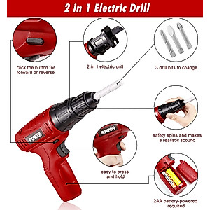 Awefrank Kids Tool Set 36 PCS, Toddler Tool Set with Toy Chainsaw Electronic Toy Drill with Realistic Sounds, Pretend Play Kids Tool Box, Power Tools Kit for Toddlers Boys Girls 3+