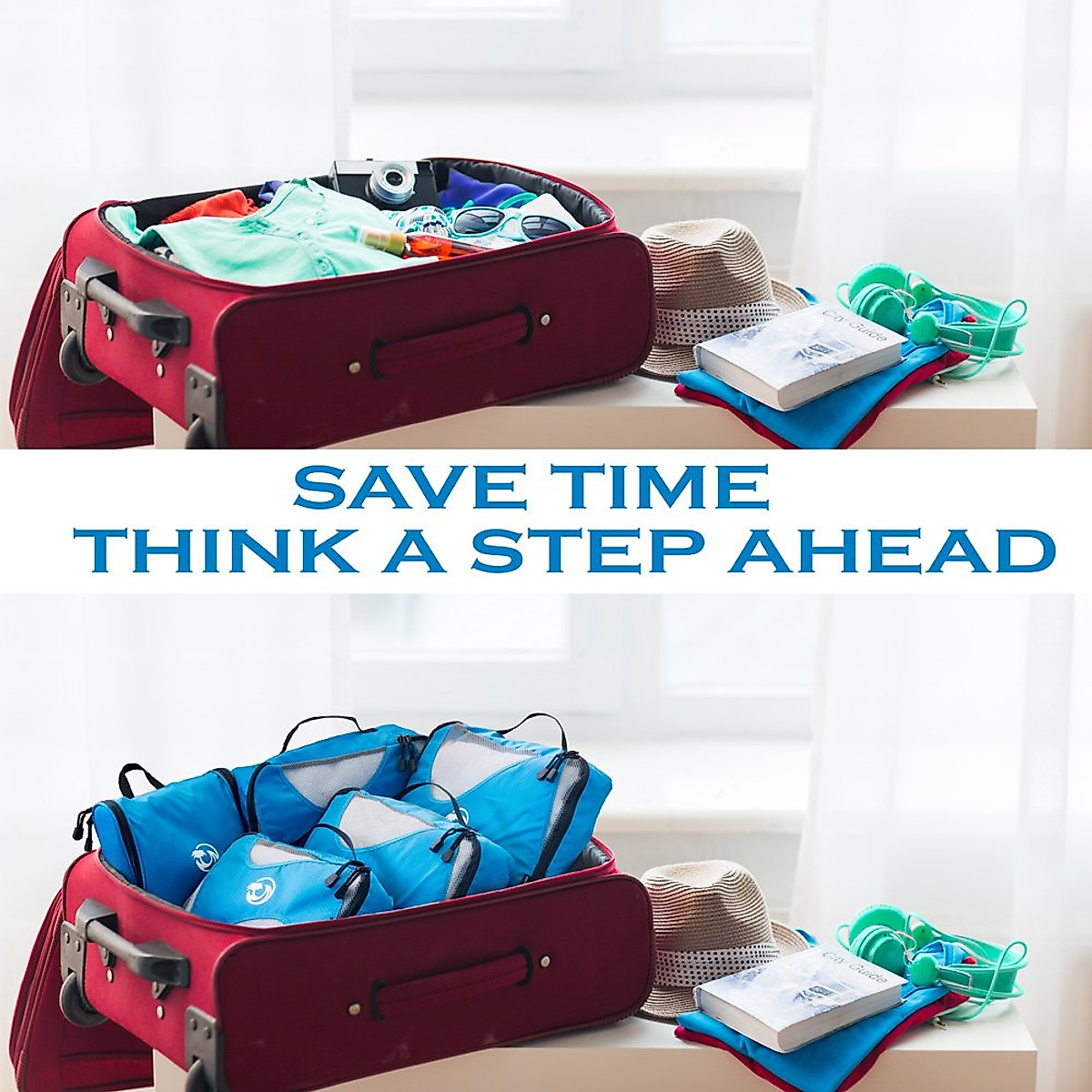 YOLLIT Pura Belleza Packing Cubes! 4 Ultralight and Durable Travel Bags + Laundry Bag + Complimentary Toiletry Bag. Keeps Luggage and Closet Organized. The #1 Packing Cube