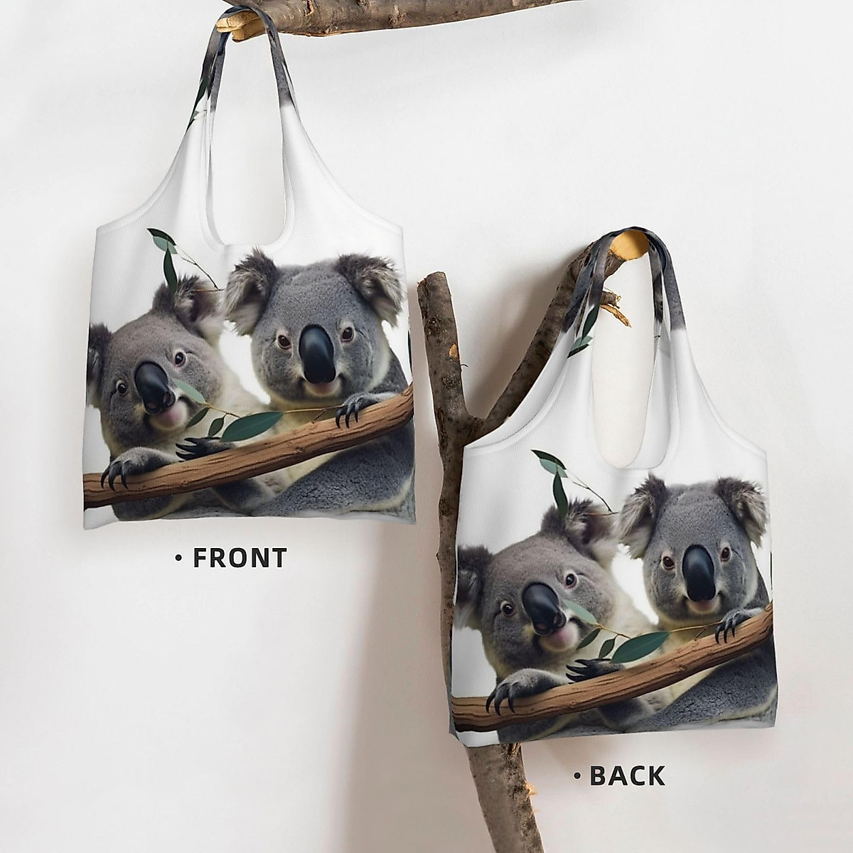 Funny Koalas Print Canvas Tote Bag Aesthetic Tote Bag Reusable Shopping Bag For Women Men Gift Bag