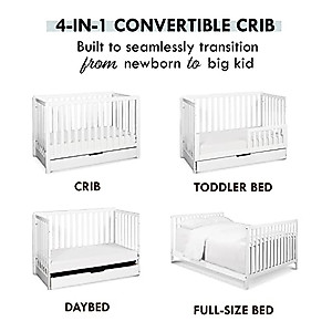 Carter's by DaVinci Colby 4-in-1 Convertible Crib with Trundle Drawer in White, Greenguard Gold Certified, Undercrib Storage
