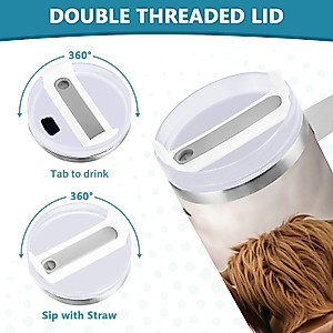 Jihqo Scottish Highland Cattle Cows 40 oz Stainless Steel Vacuum Insulated Tumbler with Handle and Straw Lid, Leakproof Water Bottle Double Wall Travel Mug Coffee Cup, Cupholder Friendly