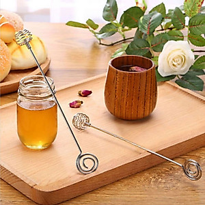AKOAK 2 Pieces 304 Stainless Steel Honey Stick Dippers Spoon Stirring Bar Swizzle Sticks for Serving Syrups,Frosting,Melted Chocolate