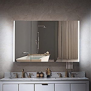 WOODBRIDGE 48"x30" LED Medicine Cabinet, Surface Mount, Frameless Tri-View, Defog, Soft Close Hinges, Adjustable Shelves, 3000K-6000K Color Temp, Touchless Operation
