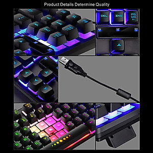 Vbestlife GK10 Wired Gaming Keyboard, 87Key RGB Mechanical Keyboard,led Backlight Keyboard, Ergonomic Computer Supplies, Suitable for laptops and Desktop Computers fosa1mcu1nt3zho139