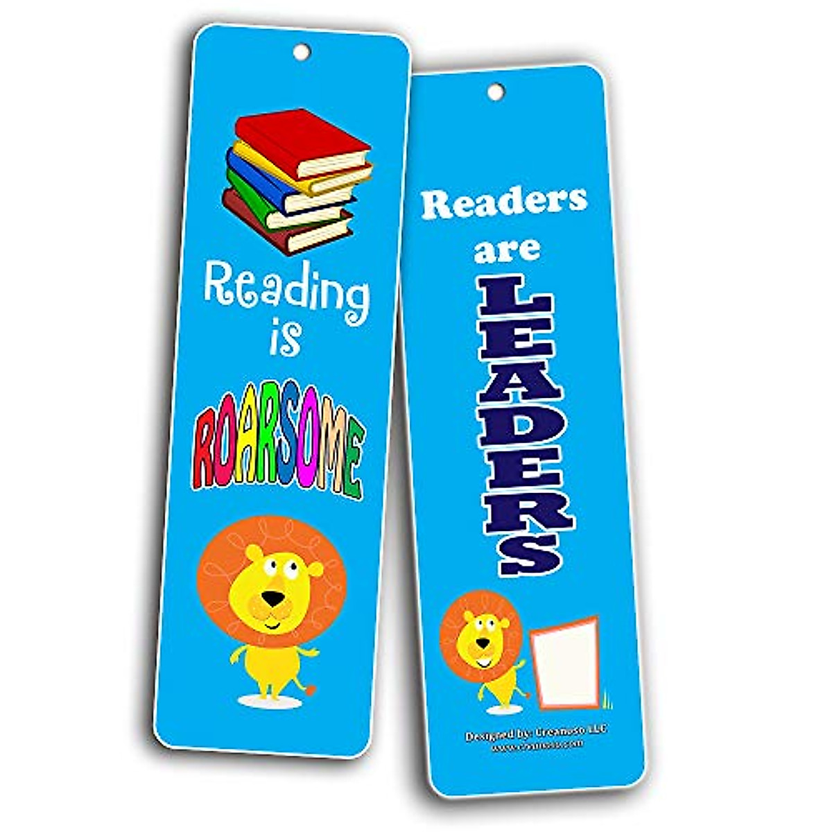 Creanoso Young Readers Animal Roarsome Reading Bookmarks for Kids (30-Pack) – Reading Encouraging Words Bookmarkers Bulk Set – Premium Quality Book Clippers Boys, Girls