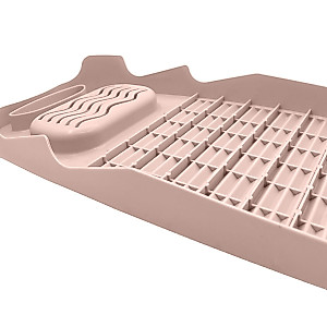 Wash Board, Washboard for Hand Washing Clothes, Plastics Laundry Scrub Board Household With Holder Portable (A-light pink)