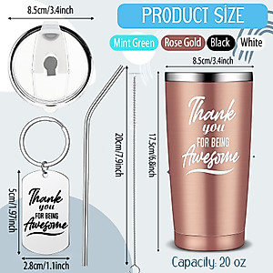 Yinkin Employee Appreciation Gifts 20 oz Thank You for Being Awesome Tumbler with Keychain for Women Men Christmas Nurse Teacher Coworkers Gifts (Multicolor,12 Set)