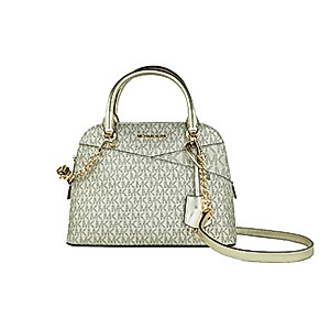Michael Kors Jet Set Medium Logo Dome Satchel (Pale Gold)