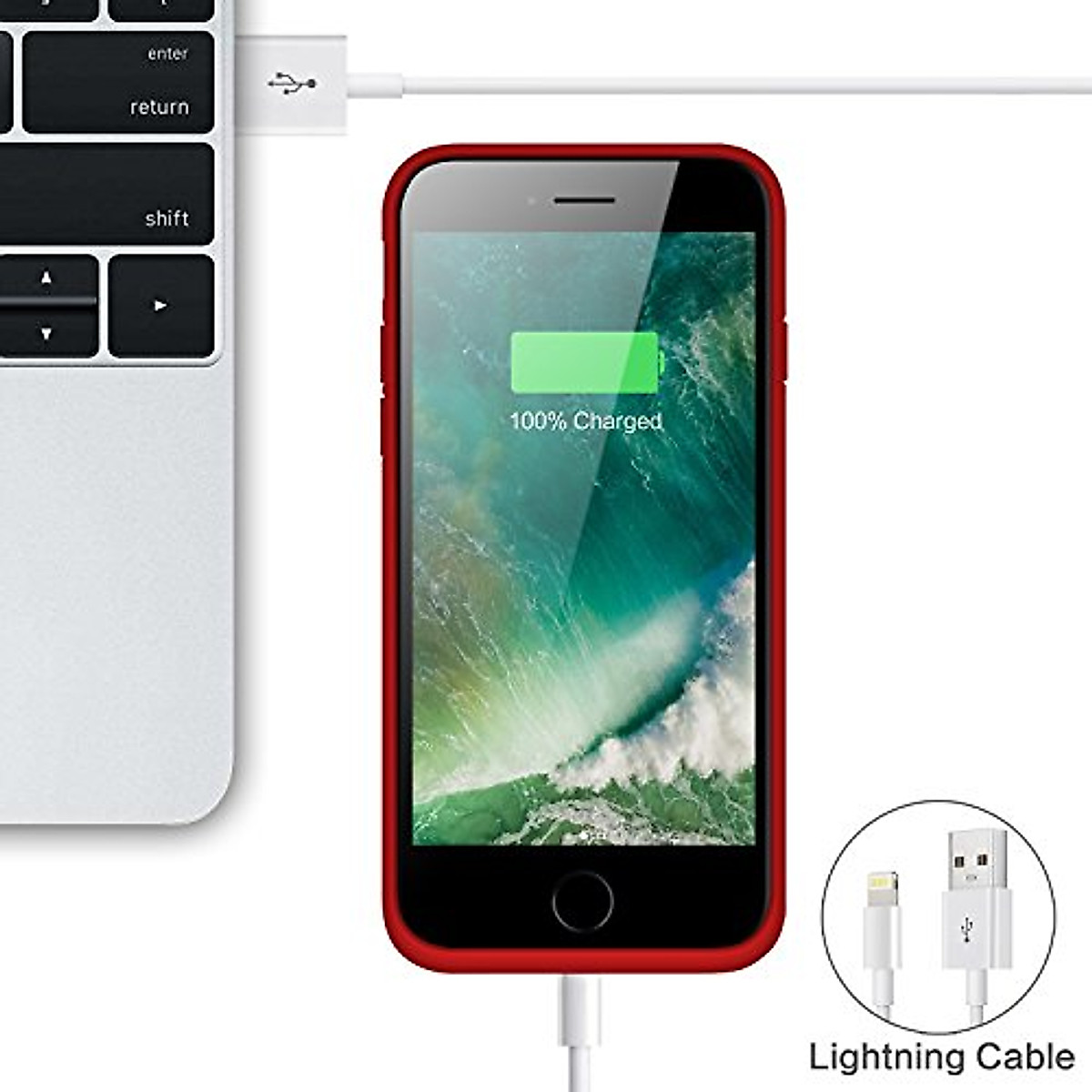 Battery Case for iPhone 8/7/6s/6/SE(2020),[6000mAh] Protective Portable Charging Case Rechargeable Charger Case Extended Battery Pack for Apple iPhone 8/7/6s/6/SE(2020) (4.7inch)-Red
