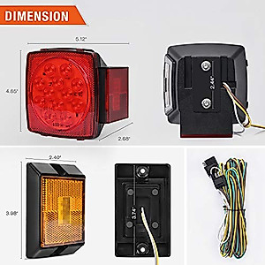 Nilight 2PCS Square LED Trailer Light Kit Low Profile Submersible IP68 LED Stop Turn Tail Side Marker License Light for 12V Utility Trailer Boat Camper RV Trucks Marine Snowmobile,2 Years Warranty