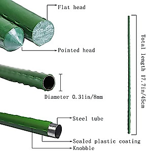 Arlai 45cm/1.48 Ft Garden Stakes, Plastic Coated Steel Plant Stakes Sturdy Tomato Stakes, Pack of 25