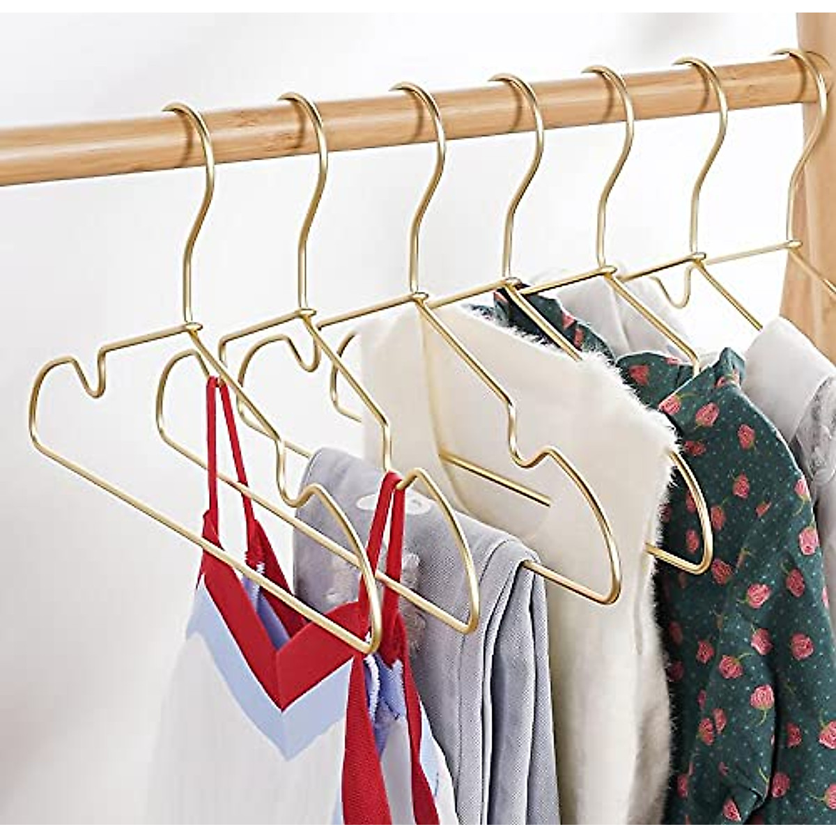 Koobay 12.5” Gold Matt Metal Coat Hanger, 30PCS, Children Standard Suit Hanger, Clothes Hangers for Closet Organization Notches Satin Matt