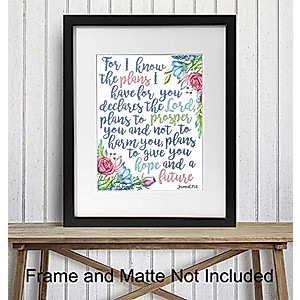 Jeremiah 29 11 Wall Art - For I Know the Plans I Have for You - Christian Inspirational Wall Decor - Religious Wall Art - Bible Verse Gifts - Catholic Wall Decor for Women - Scripture Wall Art