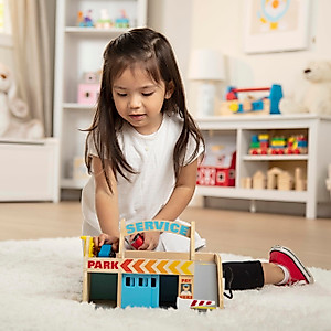 Melissa & Doug Service Station Parking Garage With 2 Wooden Cars and Drive-Thru Car Wash (SIOC)