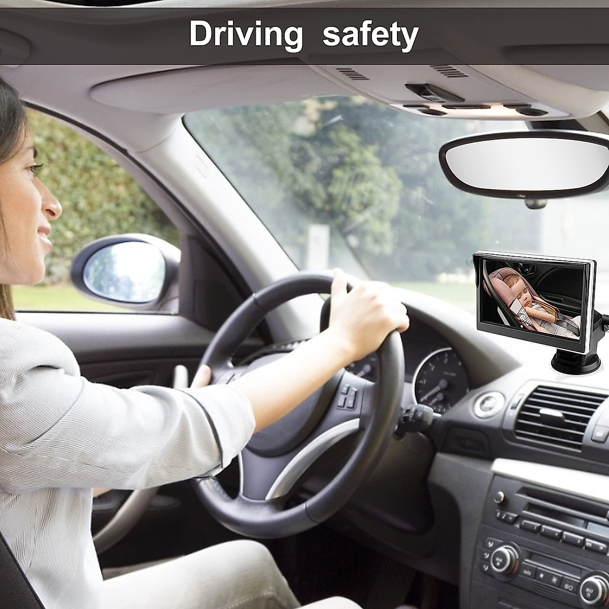 Baby Car Camera for Rear Facing, 5 Inch 1080P Infants Car Back Seat Mirror Baby Safety Camera with Monitor Infrared Lights 150° Wide View Night Vision for All Newborn Babies