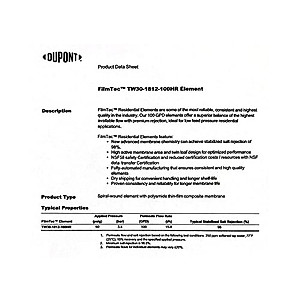 Dow FilmTec, TW30-1812-100HR 100 GPD TFC High Rejection Membrane for Undersink Reverse Osmosis (RO) System