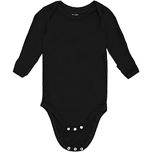 GUISBY Baby Bodysuit with Mitten Cuffs, Long Sleeve Bodysuit Babies Black Newborn