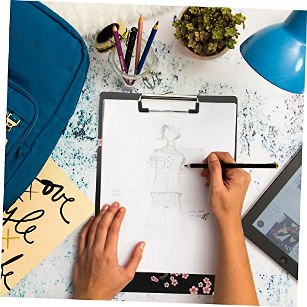 Tofficu 3pcs Acrylic Sheet Nurses Clipboards Paper Clip Holder Hardboard Clipboard Exam Paper Clips A4 File Folder Lightweight Clipboard Black Plate Clamp Multifunction Office Clipboard