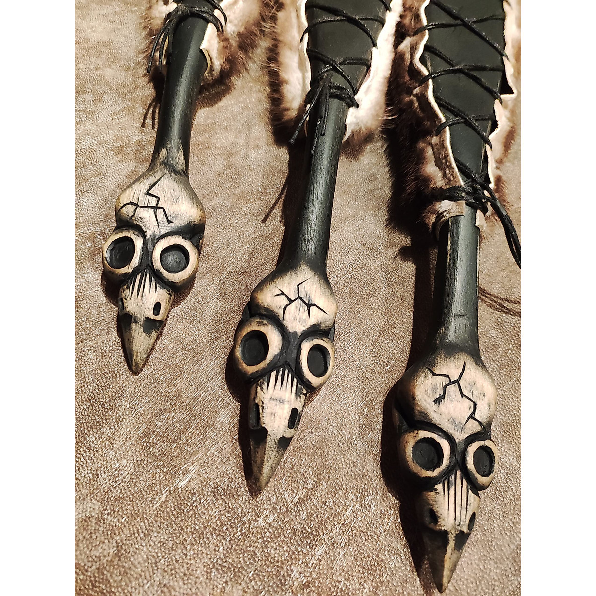 Beater Shamanic Black for tambourine Siberian Shamanic Drum Frame drum Mallet Handcrafted