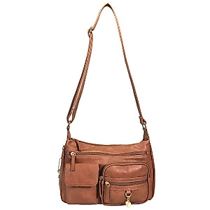 Zzfab Front Pockets side Locking Concealed Carry Purse for Women Small CCW Crossbody Bag Brown