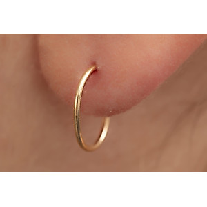 14k Gold Filled Conch Hoop Earrings for Women, 12mm 18 Gauge (Gold, 12mm 18 gauge / 1 pair)