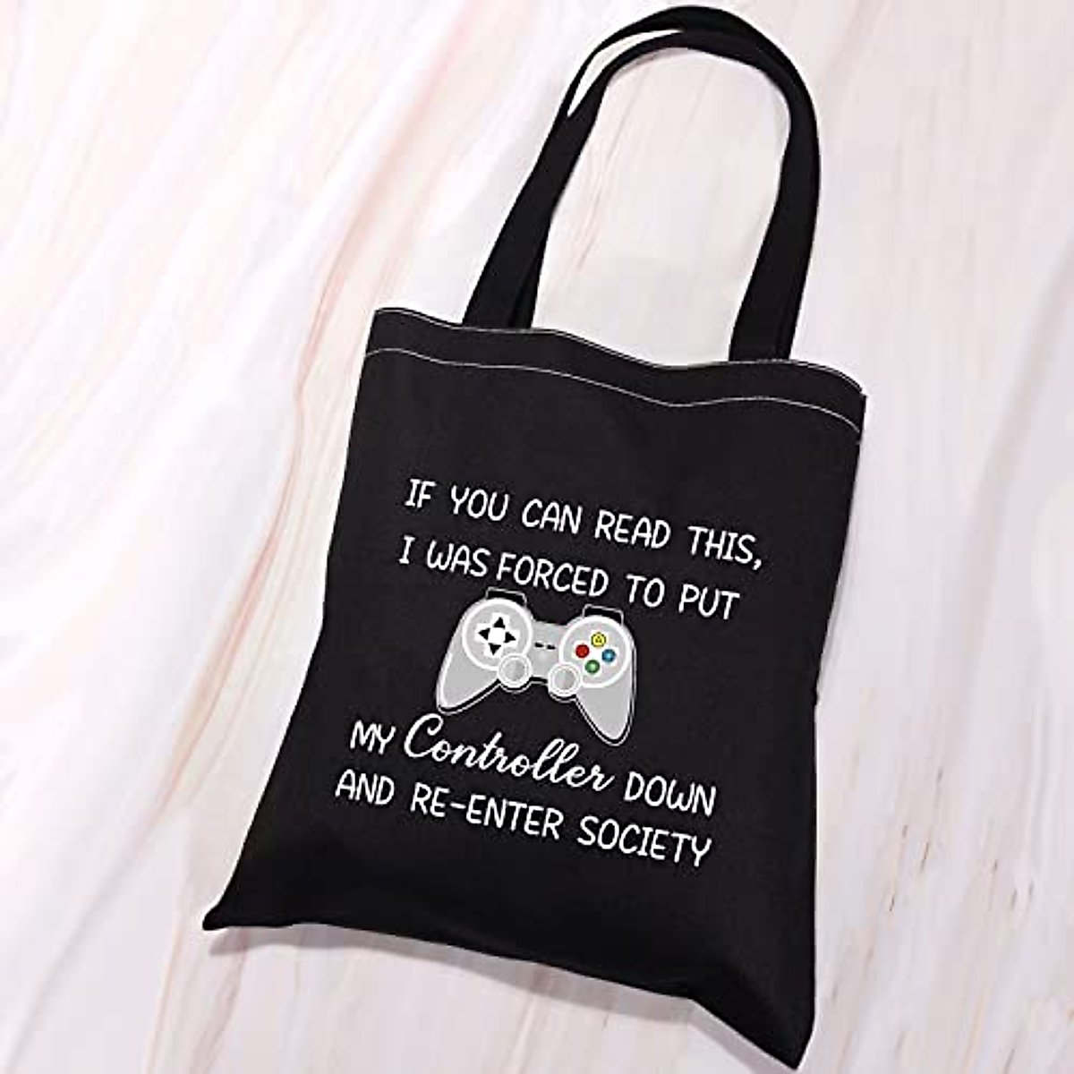 VAMSII Gamer Tote Bag Video Game Lover Gifts if You can Read This I was Forced to Put My Controller Down Bag Game Nerd Gifts (I was forced to put my Controller down)