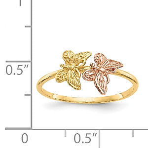 IceCarats 14K Two Tone Gold Butterfly Ring Size 7